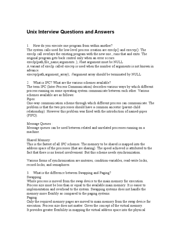 Unix Interview Questions and Answers | PDF | Computer File | Process (Computing)