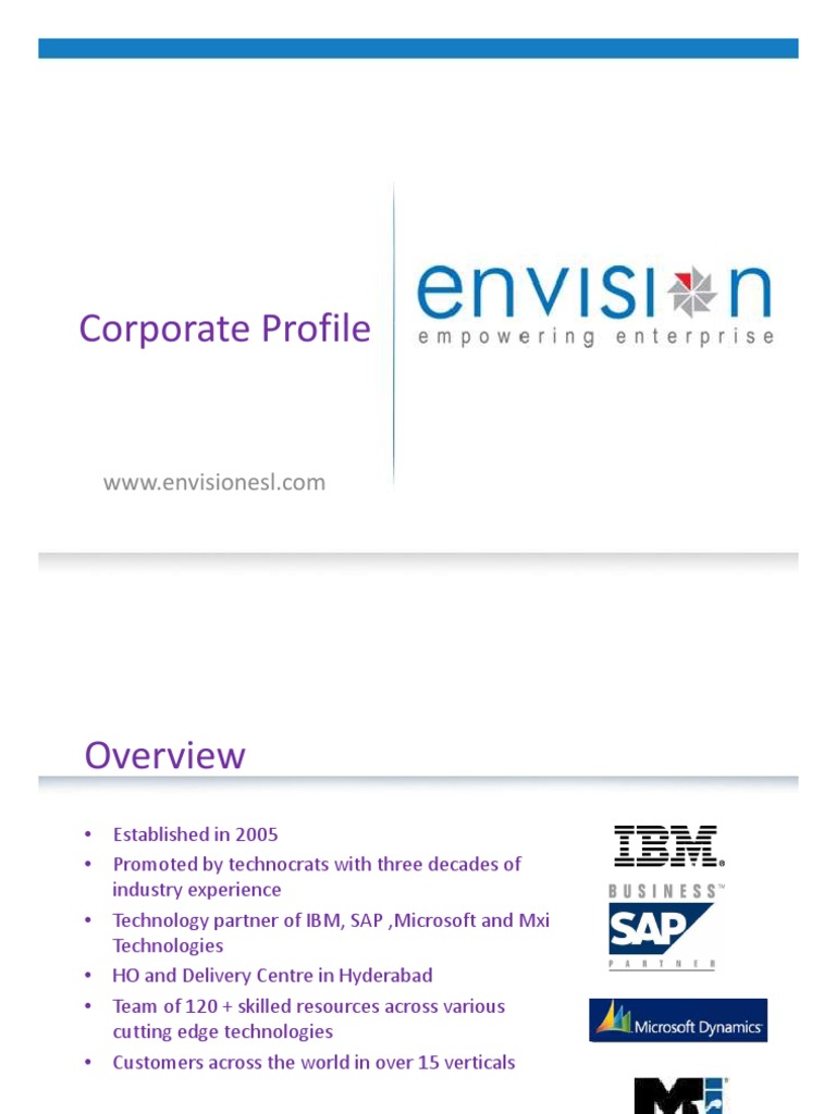 Envision Corporate Presentation. | PDF | Sap Se | Microsoft