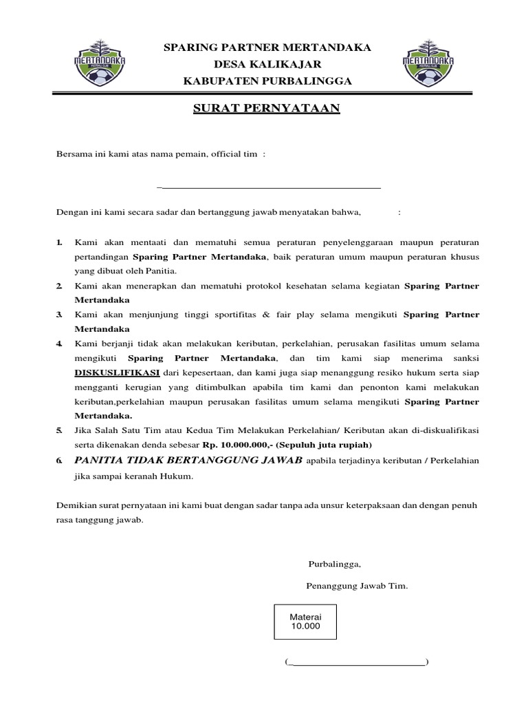 Surat Pernyataan Bermaterai | PDF