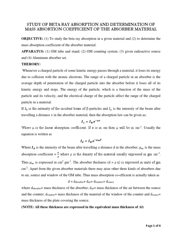 Study of Beta Ray Absorption | PDF | Vacuum Tube | Physics