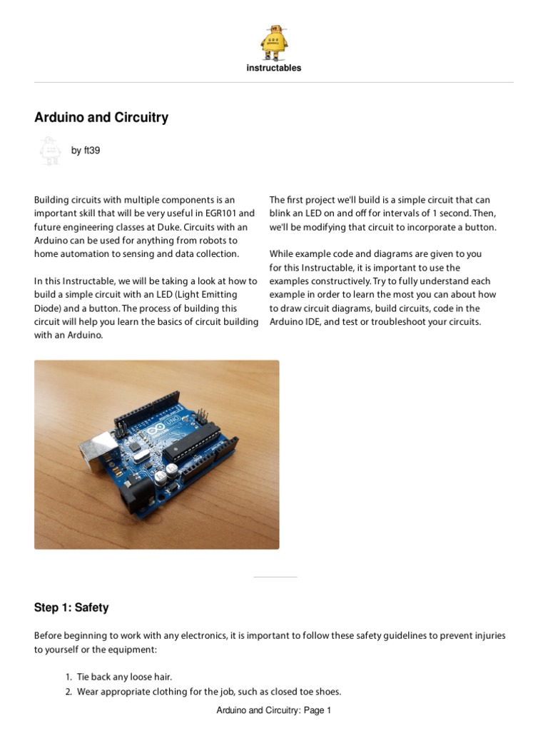 Arduino and Circuitry: Step 1: Safety | PDF | Electronic Circuits | Arduino