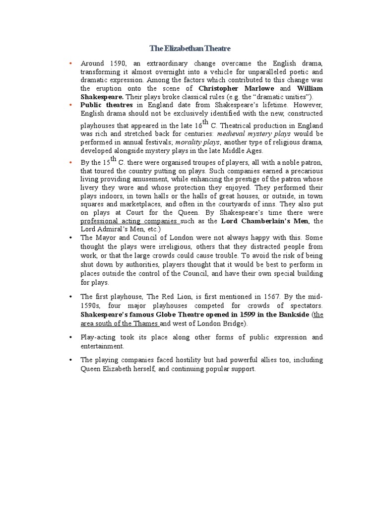 The Elizabethan Theatre | PDF | William Shakespeare | English Drama