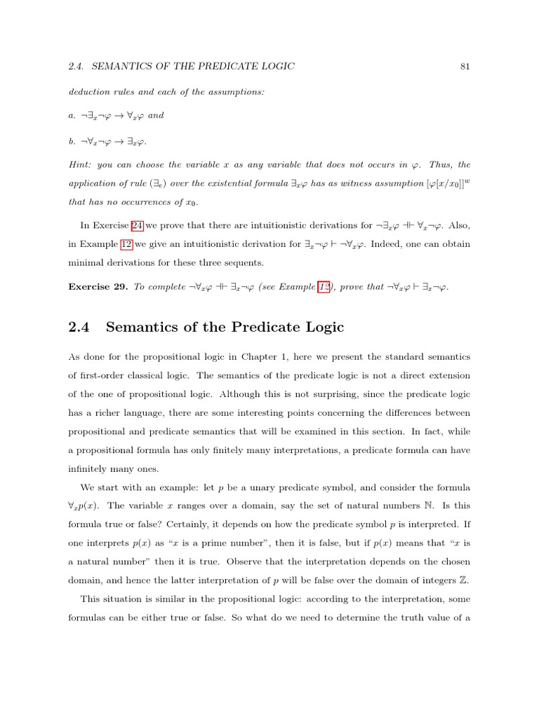 2 4 Semantics Of The Predicate Logic Pdf Interpretation Logic First Order Logic