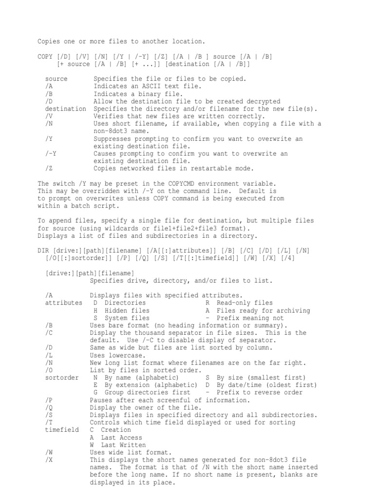 Dos Help Files | PDF | Command Line Interface | Computer File