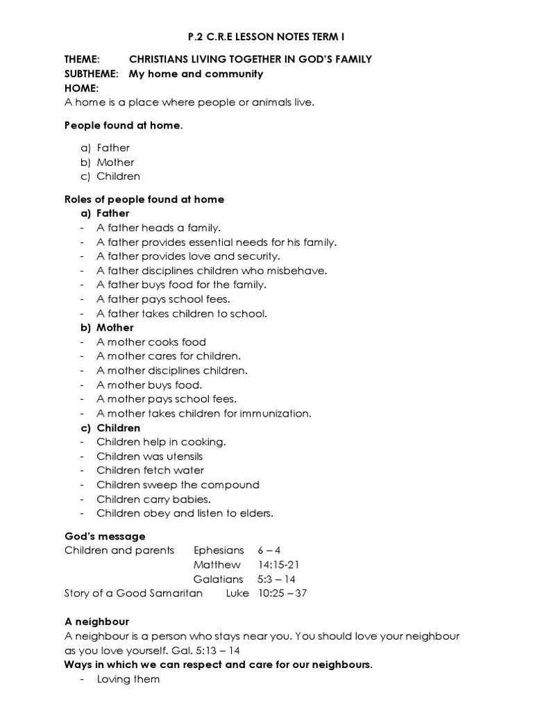 p.2 Primary Two Cre Notes Teacher - Ac | PDF | Jacob | Rebecca
