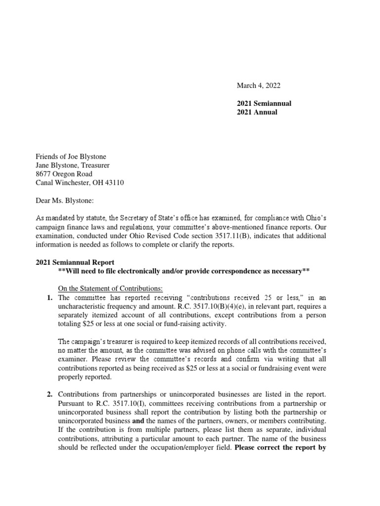 Examination of Joe Blystone's Campaign | PDF