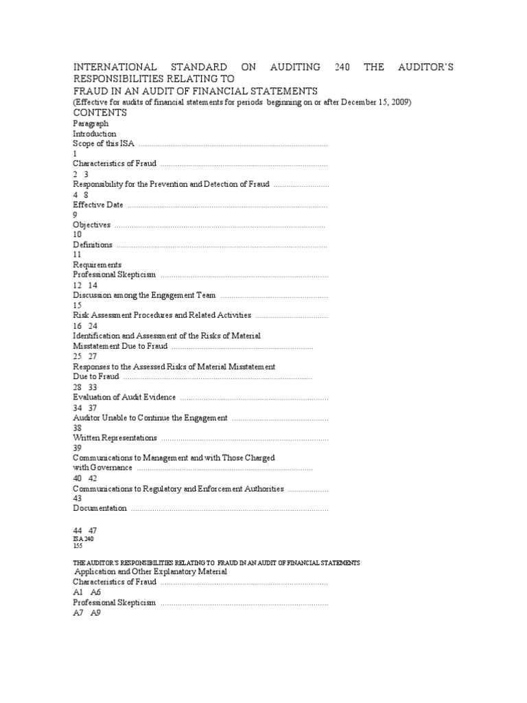 A012 2010 Iaasb Handbook Isa 240 (Para Traducir) | PDF | Financial ...
