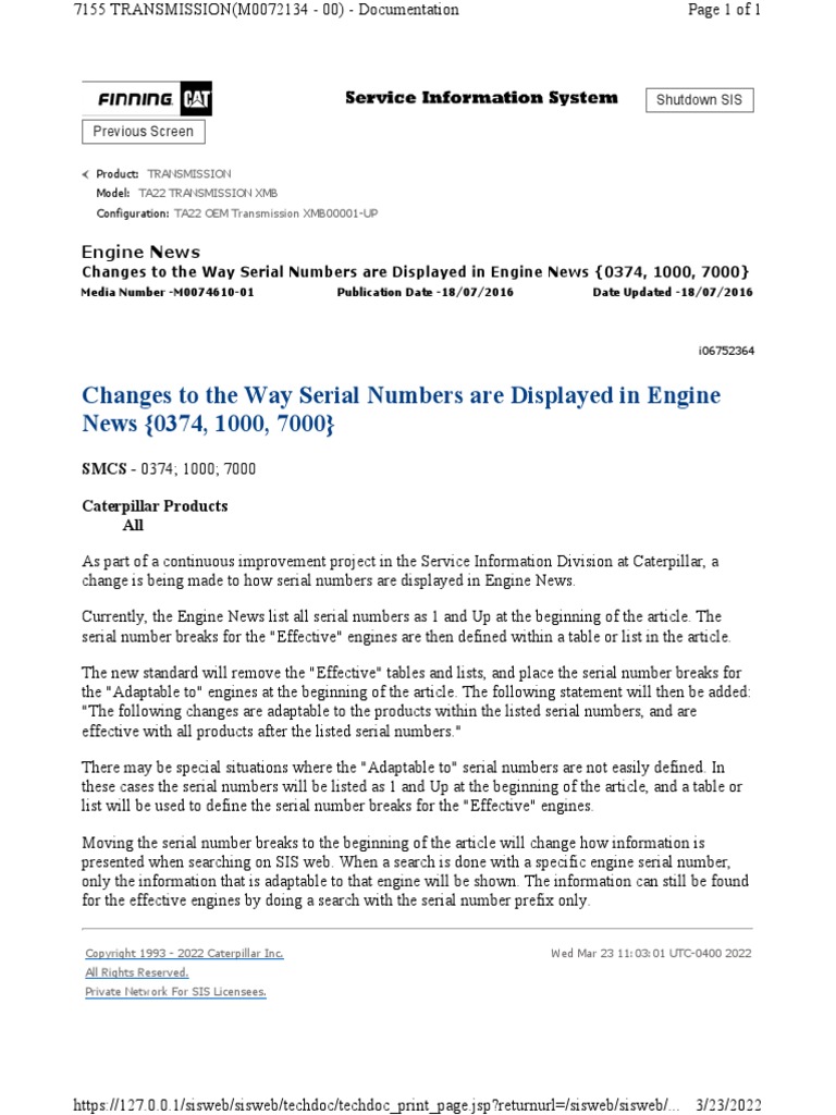 Changes To Serial Cat | PDF | Business | Technology & Engineering
