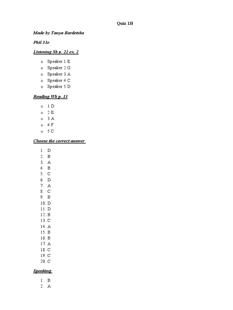 Quiz 1B | PDF