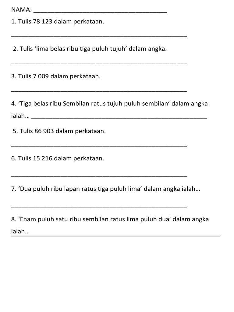 Lembaran Kerja Math Tahun 4 | PDF