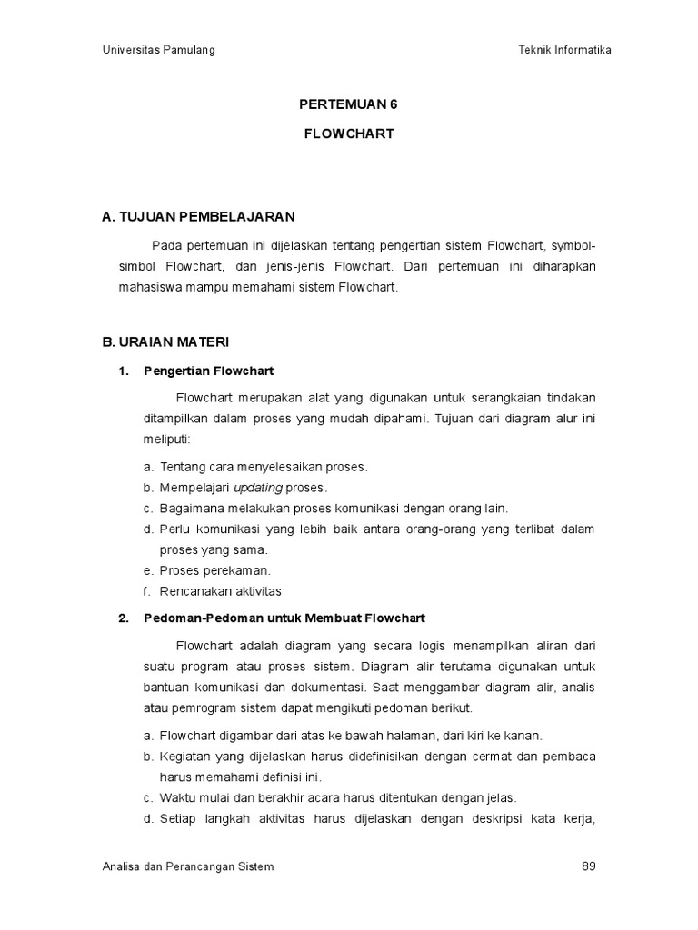 Pertemuan 6 Flowchart: Universitas Pamulang Teknik Informatika | PDF ...