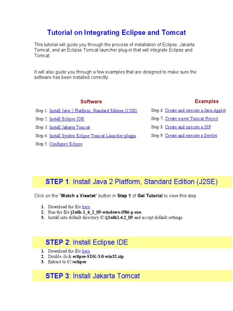 Tutorial On Integrating Eclipse And Tomcat Pdf Java Virtual Machine