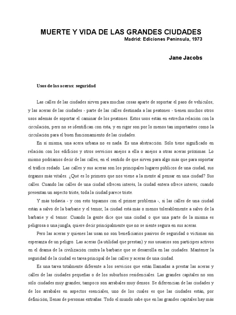 Vida y Muerte de Las Grandes Ciudades | PDF | Calle | Ciudad