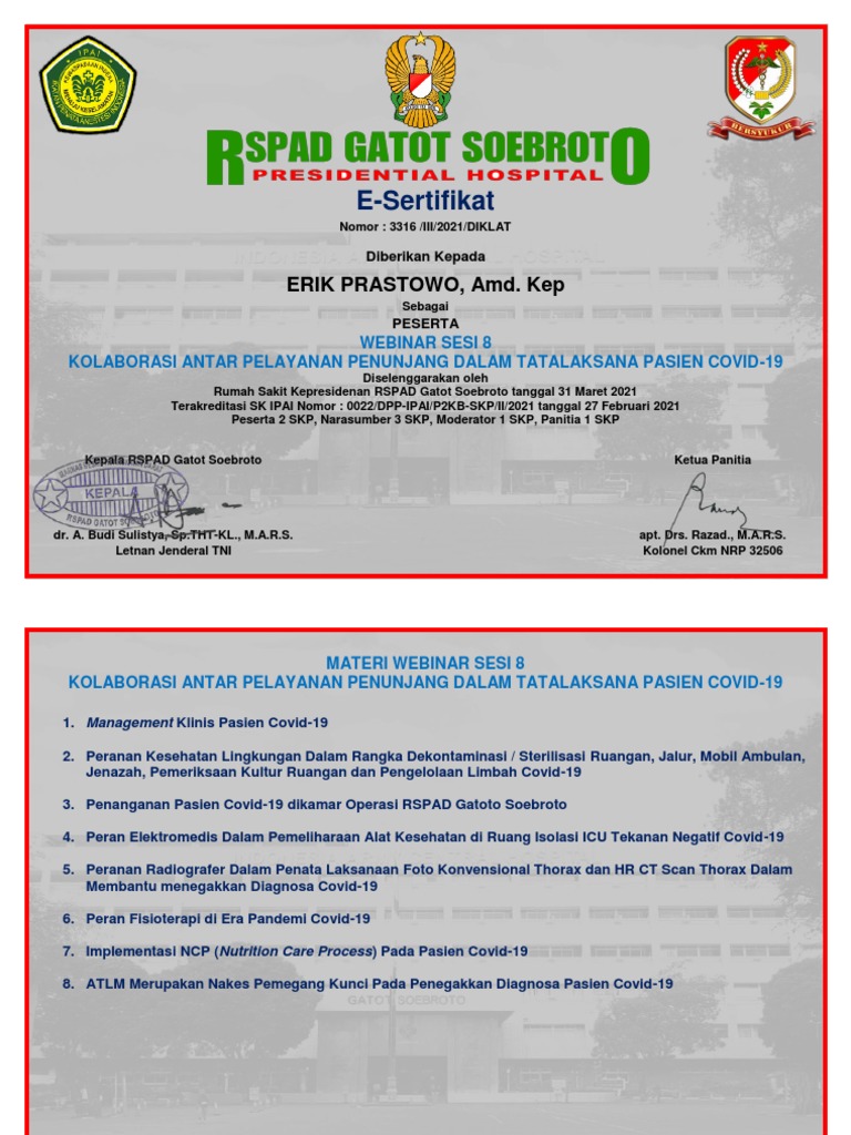 E-Sertifikat: Erik Prastowo, Amd. Kep | PDF