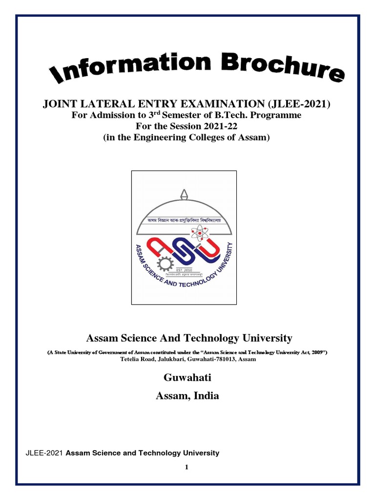 Joint Lateral Entry Examination (Jlee-2021) | PDF | University And ...