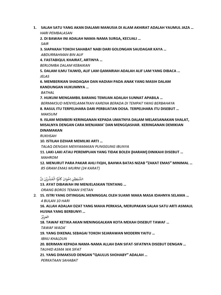 Kunci Soal Dan Jawaban e Rohani | PDF