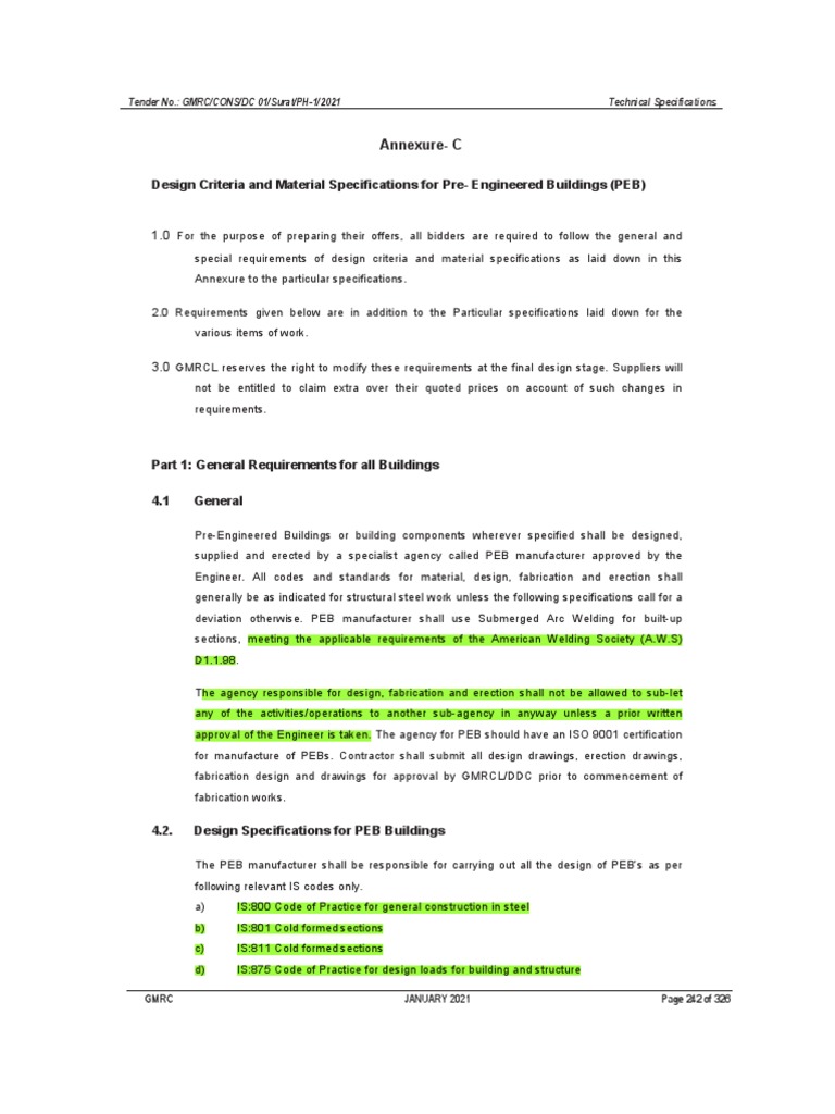 Design Criteria - PEB Structure | PDF | Specification (Technical ...