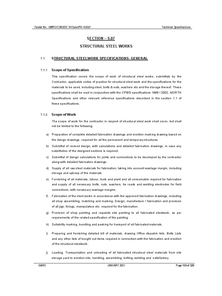 Structural Steelwork Specs 2021 | PDF | Welding | Construction