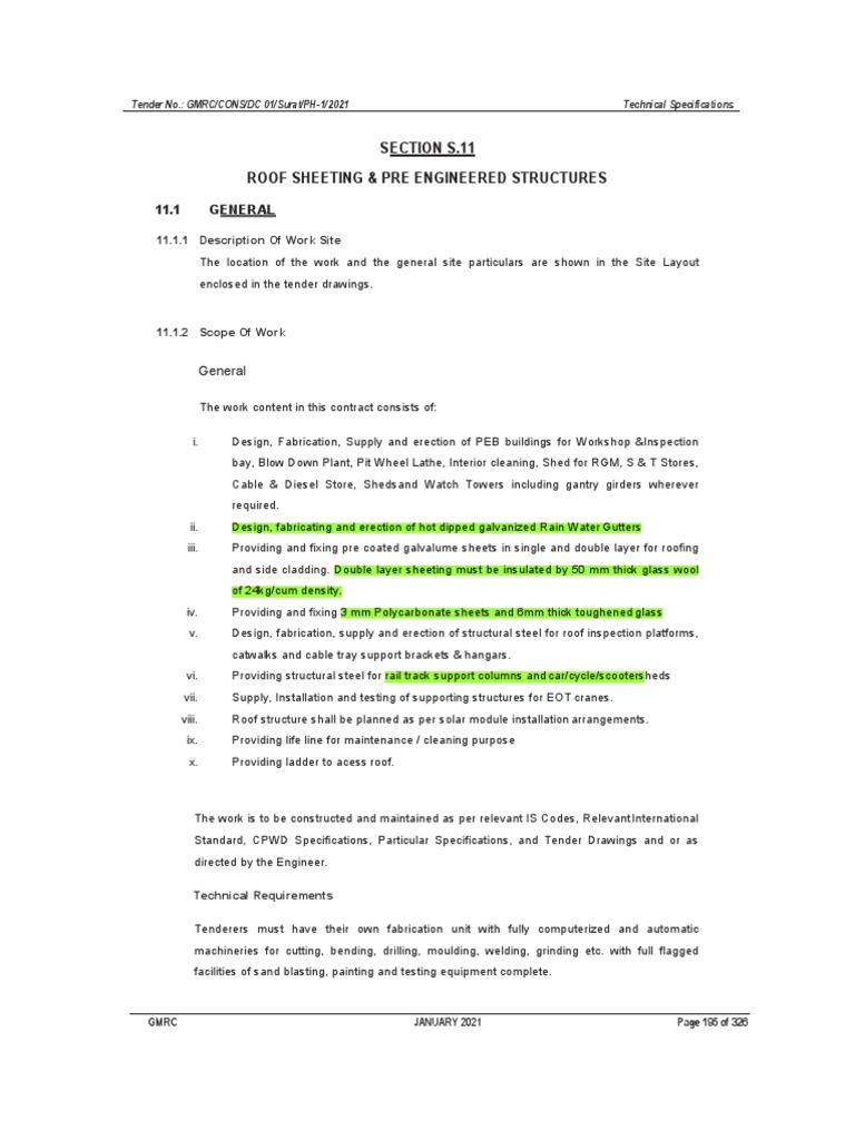 Technical Specifications For PEB Works | PDF | Construction | Welding