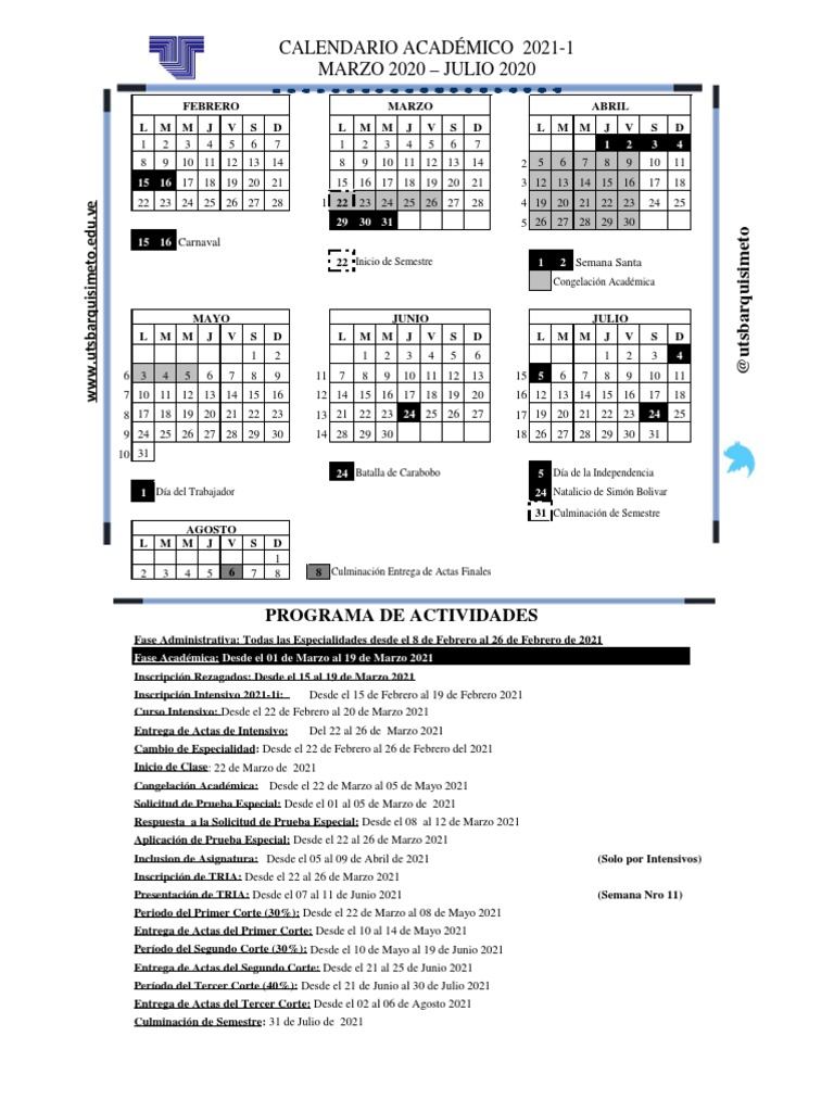 Calendario 2021-1 Uts | PDF