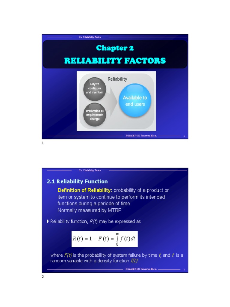 CH 02 Reliability Factors - 2020 | PDF | Reliability Engineering ...
