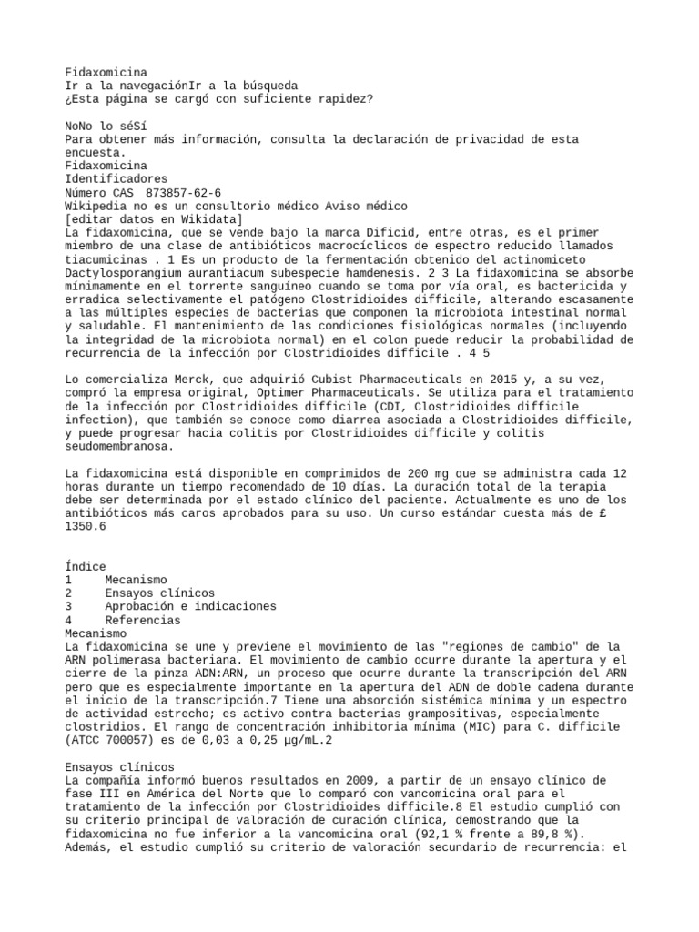 Fidaxomicina | PDF | Organismos | Biología