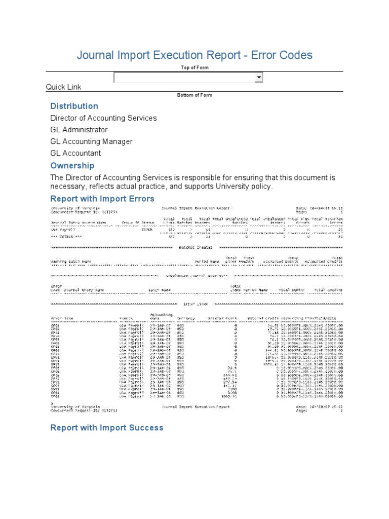 Journal Import Execution Report - Error Codes: Distribution | Download ...
