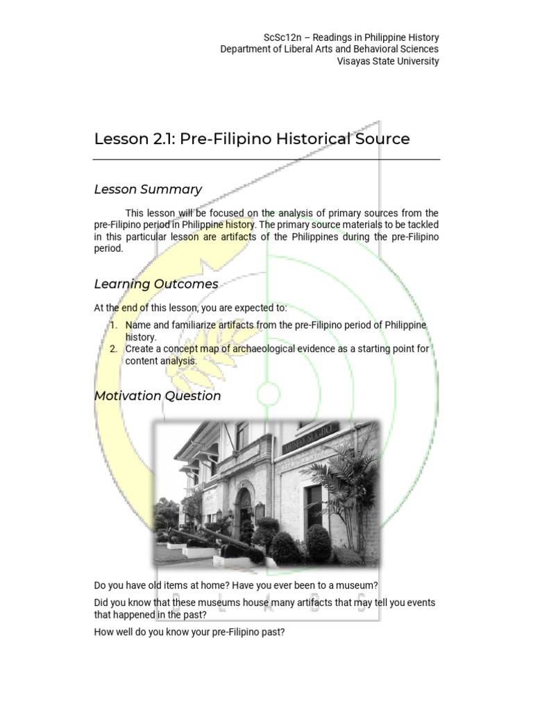 Lesson 2.1: Pre-Filipino Historical Source | PDF