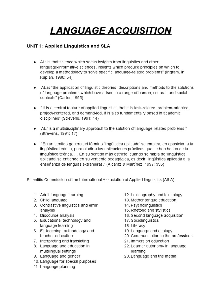 Language Acquisition 1 AND 2 | PDF | Second Language Acquisition ...