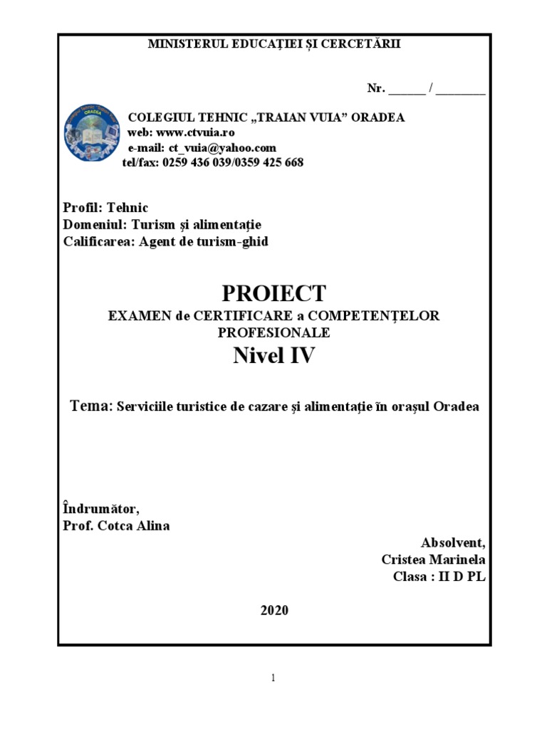 Model Prima PG Cristea Marinela | PDF