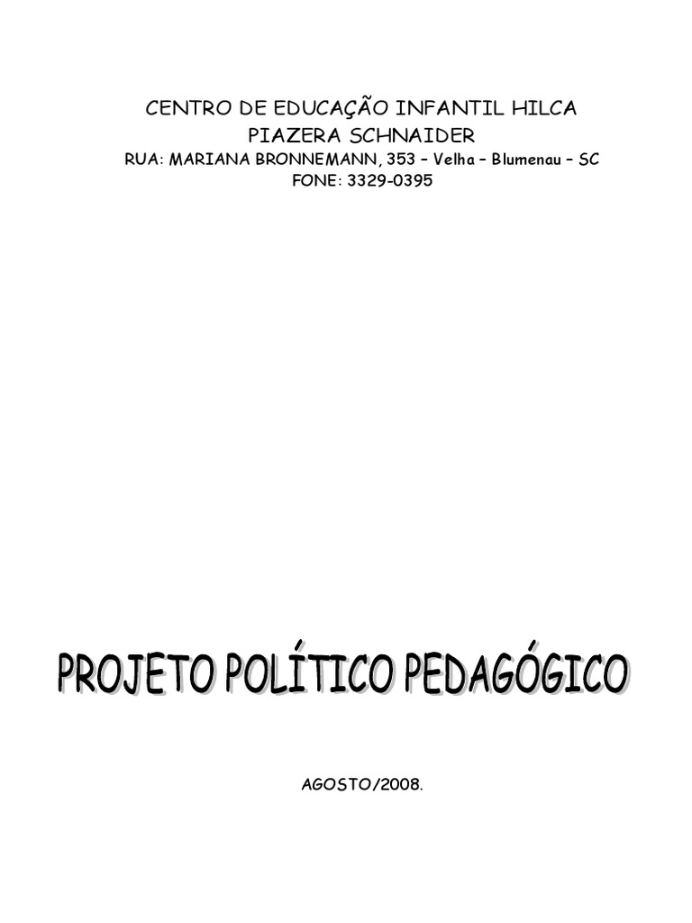 PPP Educação Infantil Modelo | PDF | Aprendizado | Pré-escola