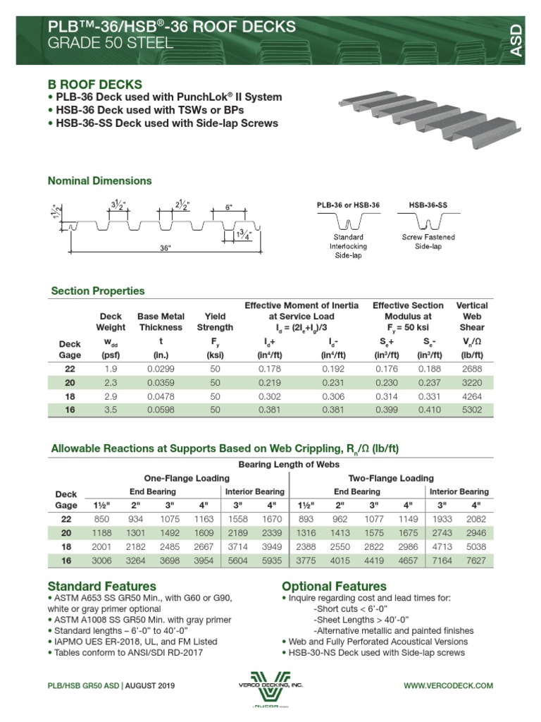 All Verco Decking DataSheets | PDF | Structural Engineering ...