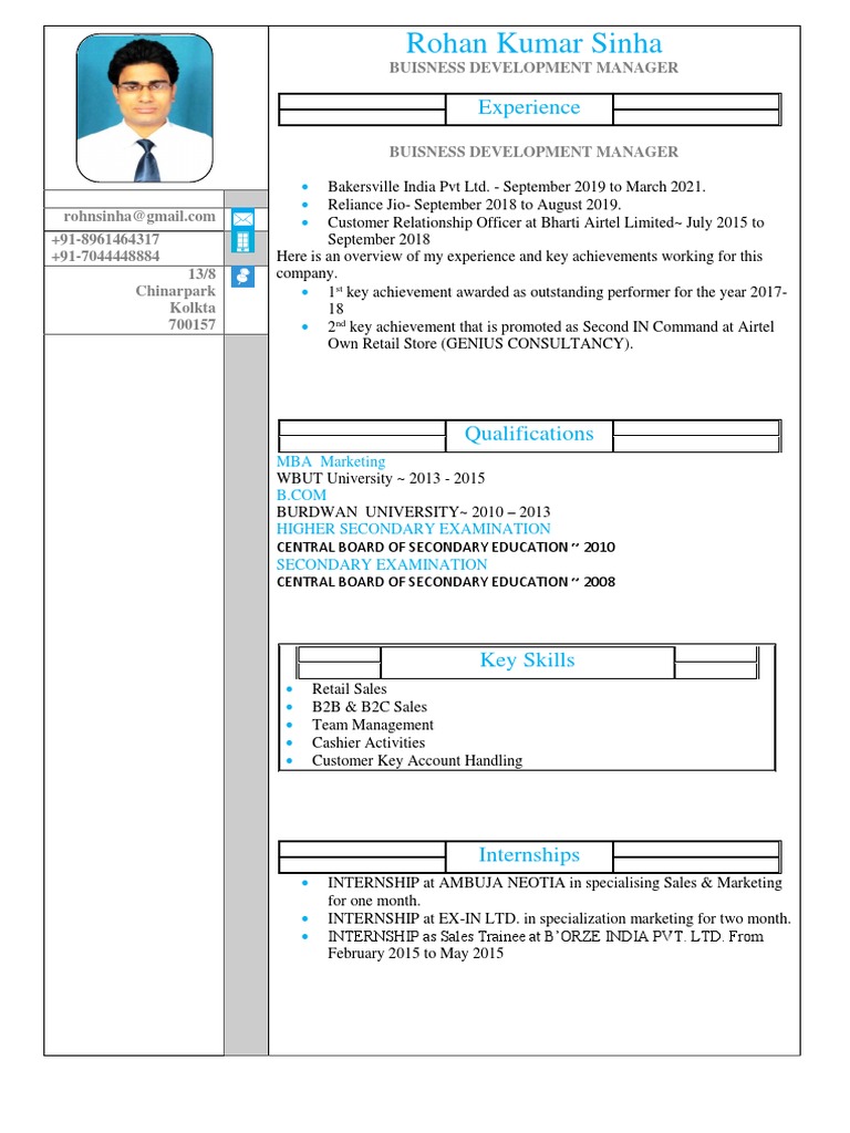 Rohan Kumar Sinha: Experience | PDF | Market (Economics) | Business Process