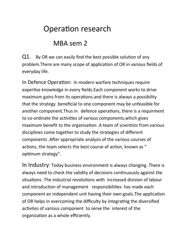 Operation Research Ans | PDF | Mathematical Optimization | Algebra