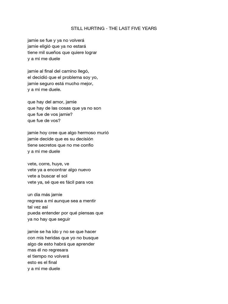 Dolor de la partida de Jamie cinco años después | PDF