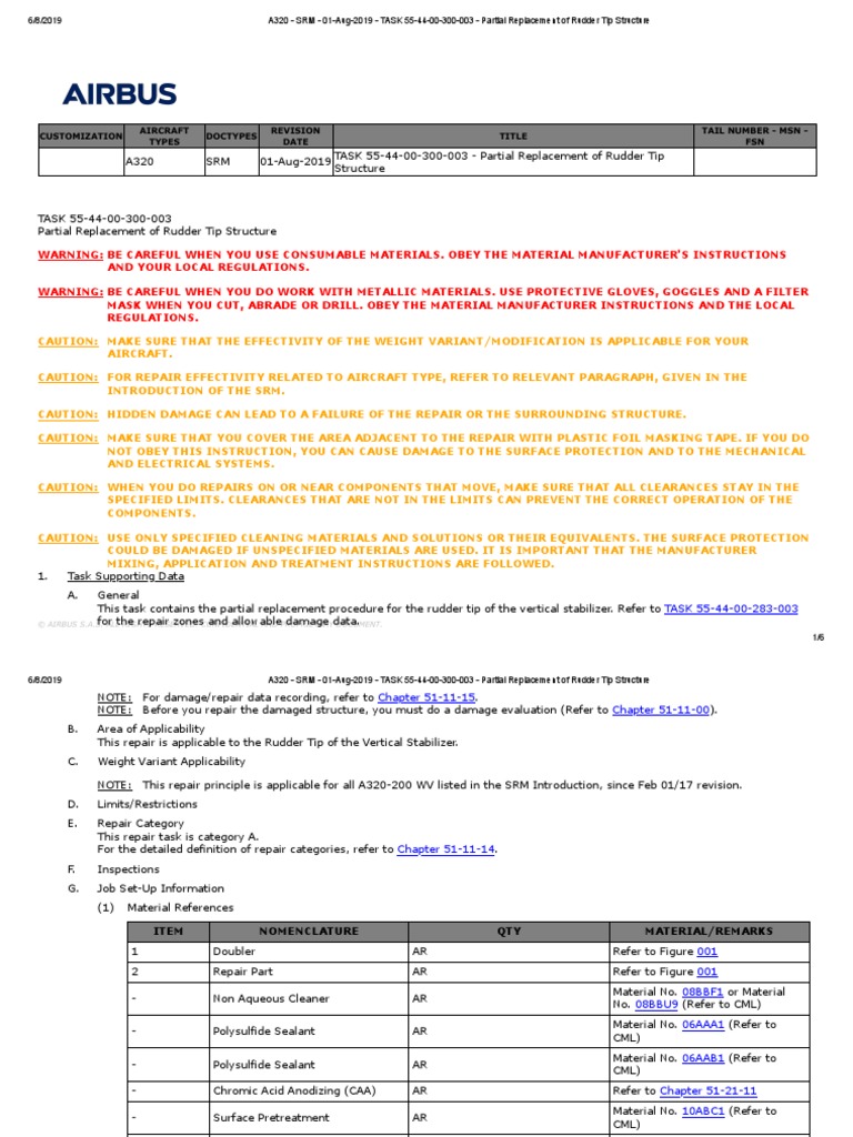 A320 - SRM - 01-Aug-2019 - TASK 55-44-00-300-003 - Partial Replacement ...