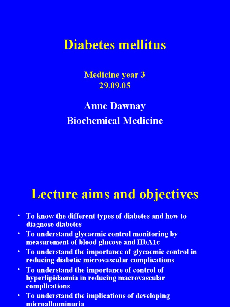 Diabetes Mellitus: Anne Dawnay Biochemical Medicine | PDF | Diabetes ...