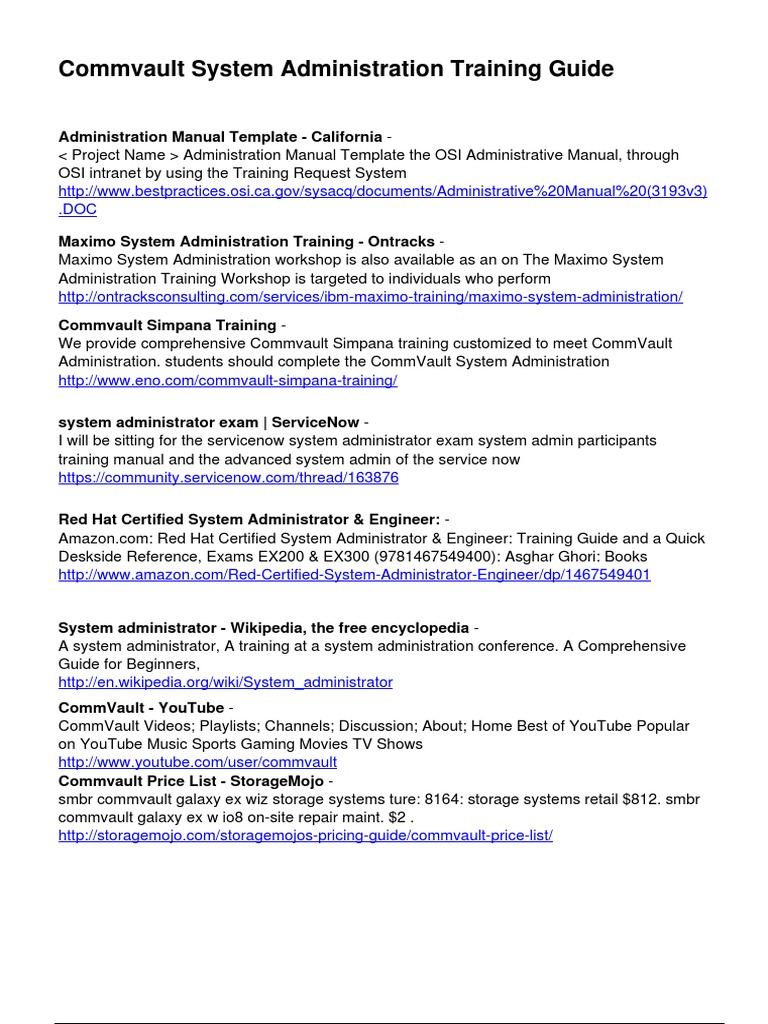 Commvault System Administration Training Guide | PDF | System ...