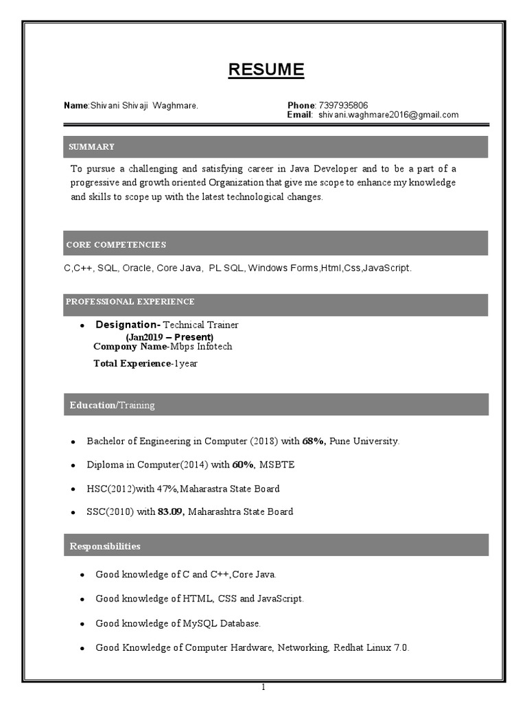 Resume: Name:Shivani Shivaji Waghmare | PDF