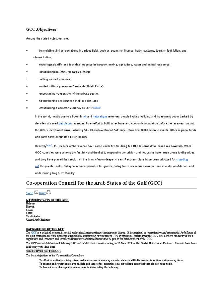 Objectives and Organizational Structure of the Gulf Cooperation Council ...