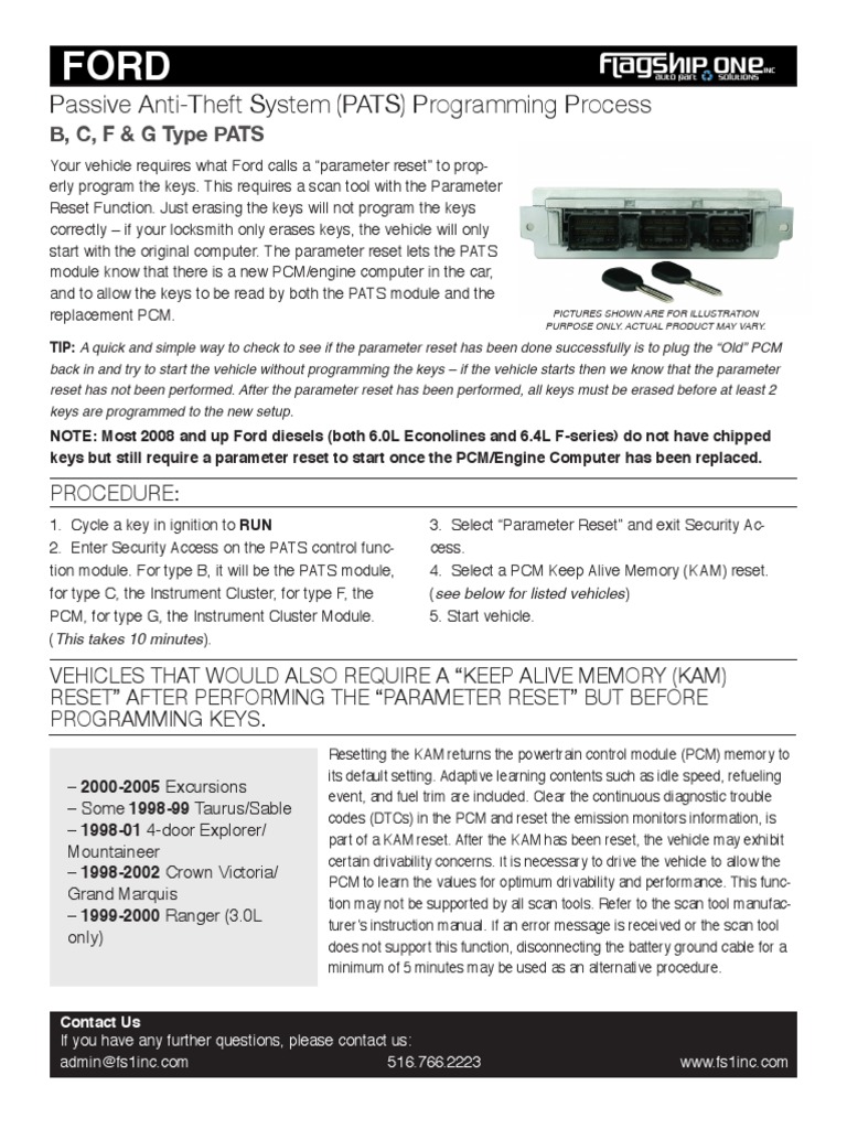 Passive Anti-Theft System (PATS) Programming Process: B, C, F & G Type ...