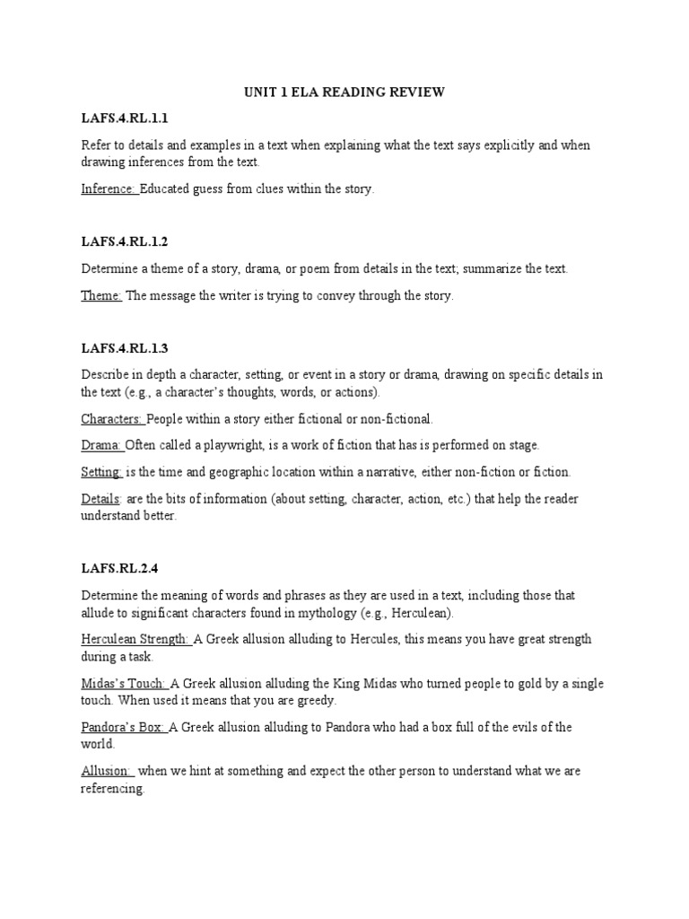 Unit+1+Ela+Reading+Review 2 | PDF | Comet | Narration