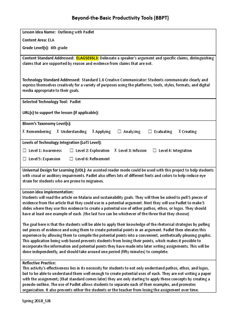 BBPT Lesson Template 1 | PDF