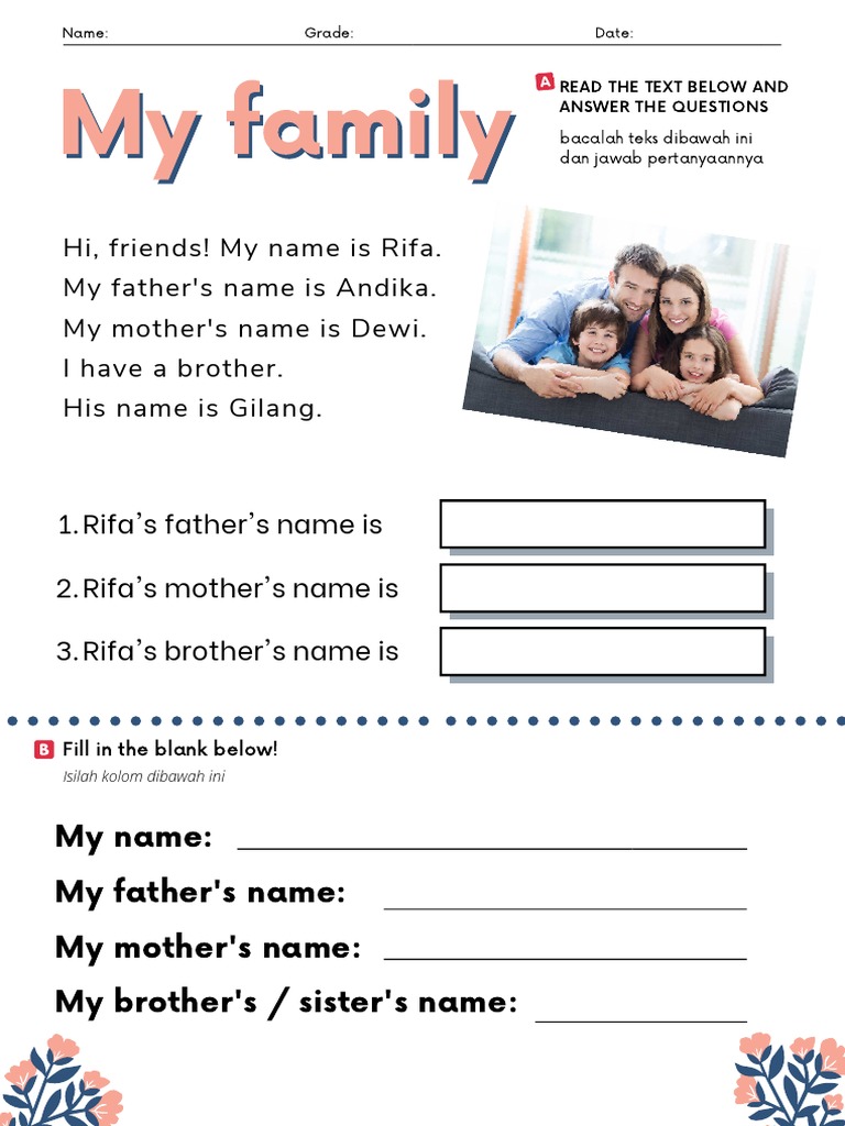 Grade 1 - My Family | PDF
