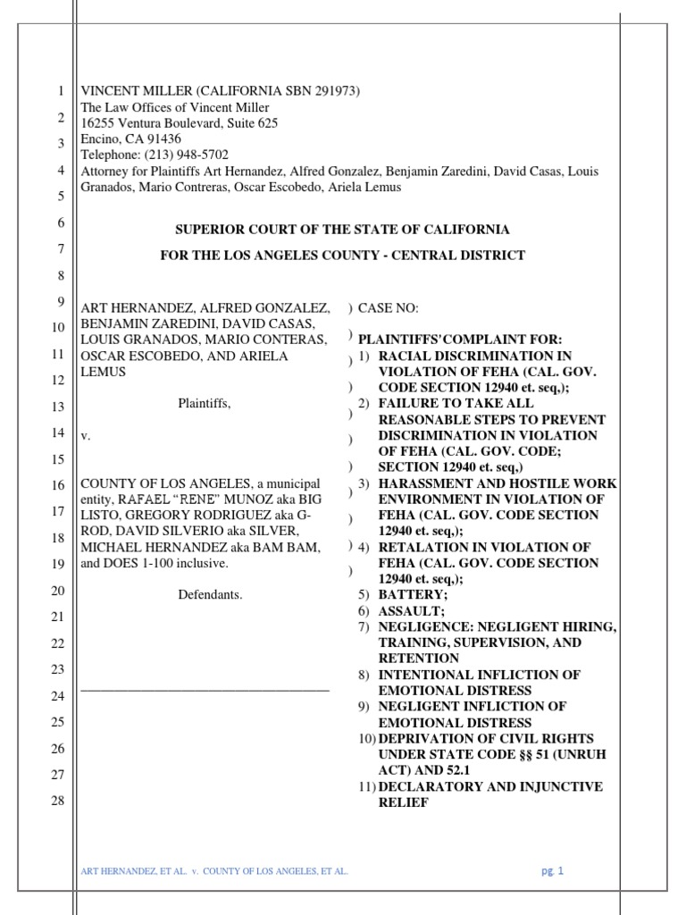 Complaint Against Banditos LASD Gang | PDF | Justice | Crime & Violence