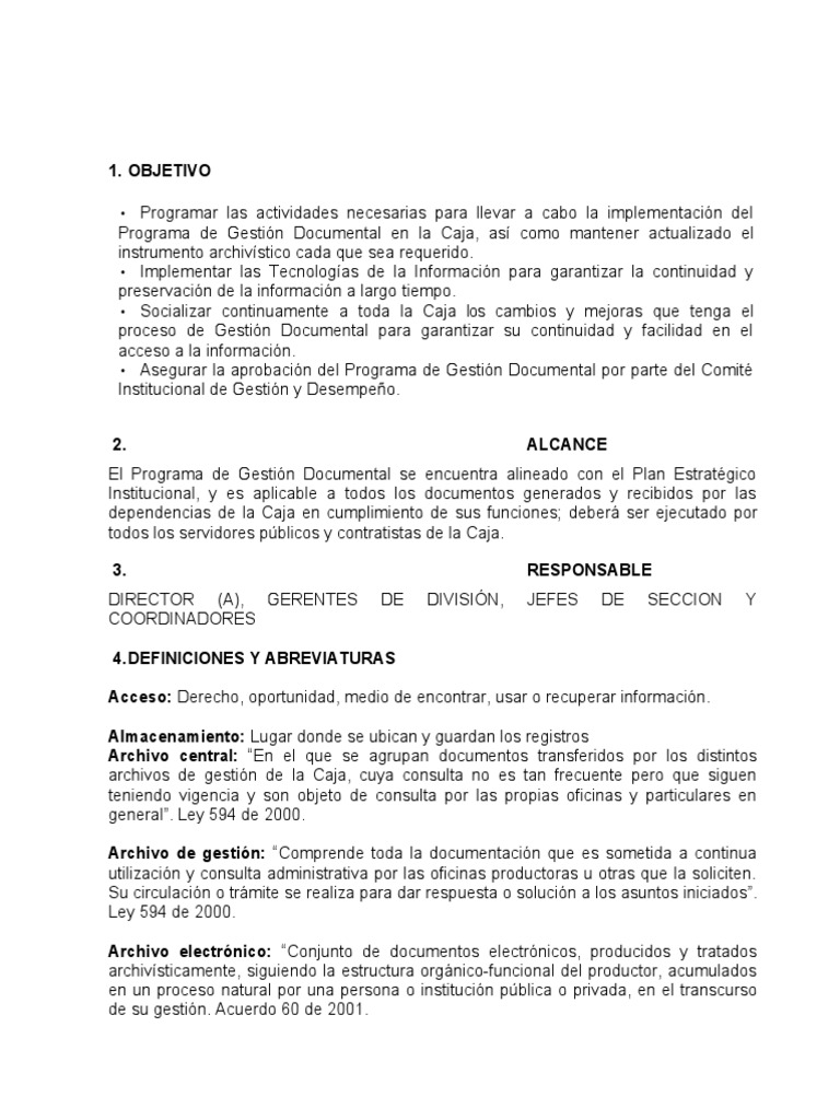 Manual de Programa de Gestion Documental | PDF | Gestión de registros ... Manual de Programa de Gestion Documental | PDF | Gestión de registros ...