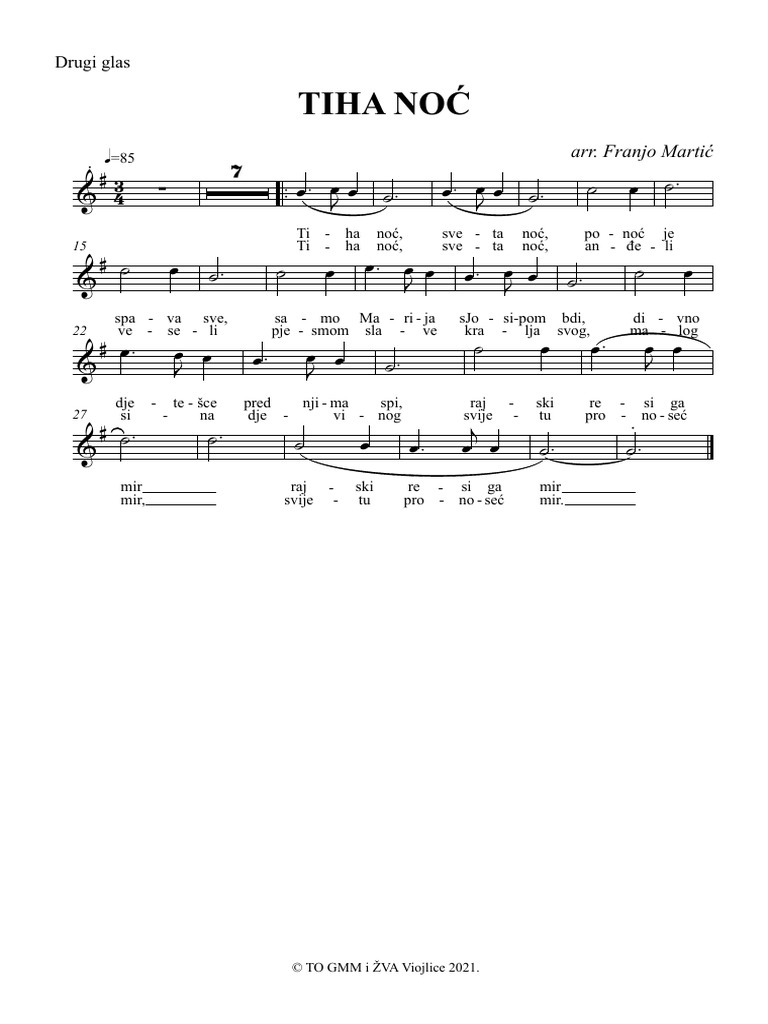 Tiha Noć - G Dur - Drugi Glas | PDF