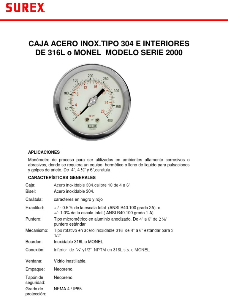 Surex Serie 2000 1a Monel Ip65 | PDF | Materiales de construcción ...