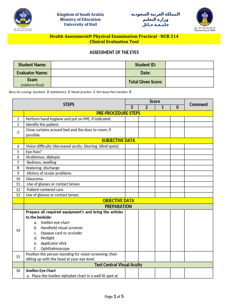 3.checklist Assessing Eyes - Tagged | PDF