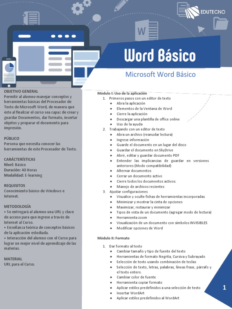 Word Basico | PDF | Microsoft Word | Tecnologia Educacional